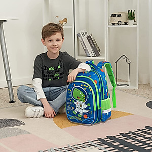 Egchescebo Boys Dinosaur backpack School Bookbag for Boys Kids Bling School Elementary Backpacks for Boys 17" Toddler Backpack Boys Bookbag Unicorn Bags for Boys Blue