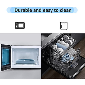 Baby Feeding Set 5 Pack - Toddler Silicone Bibs Suction Divided Plate Placemat Spoon Fork - Baby Led Weaning Feeding Supplies, Baby Eating Training Dishes Utensils (Dusty Blue)