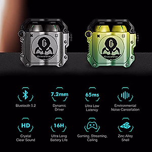 Gravastar Sirius Wireless Earbuds Bluetooth Knowles Balanced Armatures and 7.2 mm Dynamic Drivers Music Reproducing Vividly Deep Bass 3D Stereo, Headphones for iPhone/Android(Space Gray)