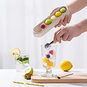 Round Ice Mould Ice Ball Maker Mold Ice Cube Maker Ice Cube Tray PP Forms Food Grade Moulds Kitchen Tools DIY Ice Cream Molds, 2PCS(Color:Yellow)