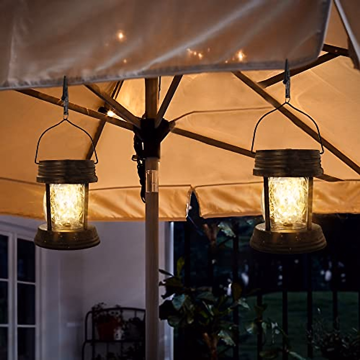 2 Pack Solar Outdoor Lamp - Retro Style Solar Lanterns Outdoor - LED Solar Lanterns Outdoor Decorative - Garden Hanging Solar Lanterns Outdoor Waterproof for Patio