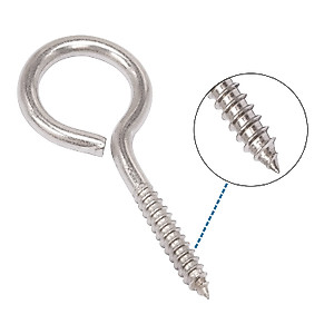 SHONAN 1.57" Stainless Steel Eye Screws for Wood, 30 Pcs Screw Eye Hooks Eye Bolt Hooks, Eye Screw Hooks for Indoor Outdoor Use, 17 Lbs Capacity