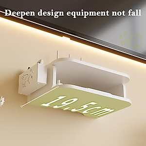 W WWEENUO Floating Projector Shelf Rack, WiFi Router Storage Box, Wall Mounted Cable Box Cover Hider TV Shelf for DVD Players, TV Boxes, Remote Controls, Wireless WiFi (2 Tier)