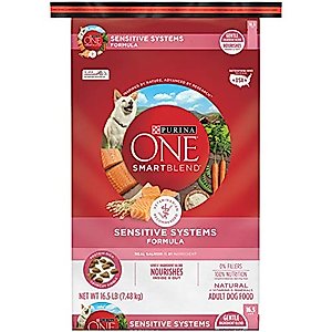 Purina ONE Natural, Sensitive Stomach Dry Dog Food, +Plus Skin & Coat Formula - 16.5 lb. Bag
