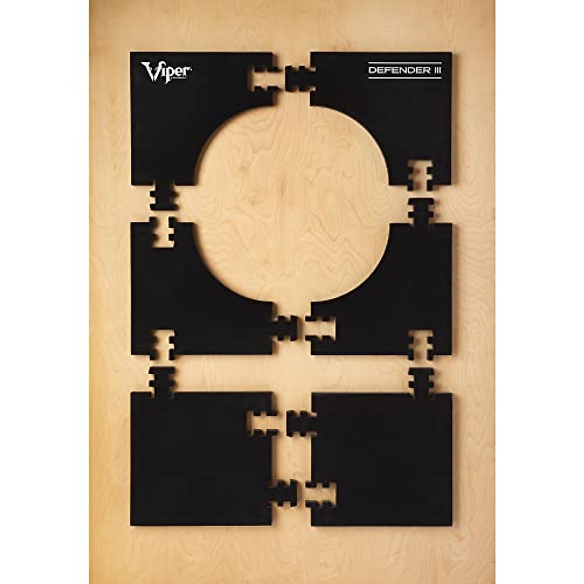 Viper Defender III Backboard & Sisal/Bristle Steel Tip Dartboard Bundle: Elite Set (Razorback Dartboard,Defender III Backboard, Edge Throw Line, 21pc Jar of Darts),black/yellow