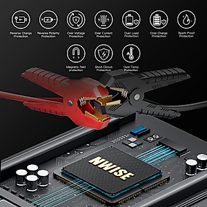 NWISE Car Jump Starter, 3000A Peak 25800mAh Portable Battery Starter (Up to 10L Gas or 8L Diesel Engine) with Smart Safety Jumper Clamps,12V Jump Boxes with 65W Fast Charging