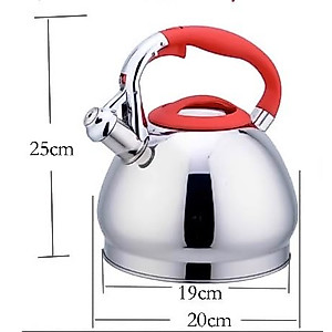 Kettle Stovetop Whistling Tea Kettle 304 Stainless Steel 3L Tea Kettle Stovetop Tea Pots For Stove Top Teapot Whistle Top Stove With Anti-Scald Handle Tea Kettle Stovetop Teapot (Color : Red, Size :