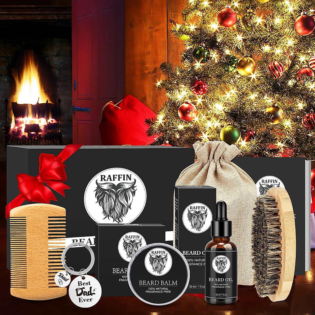 Birthday Gifts for Men - Beard Kit Gifts Set for Men with Beard Oil, Beard Balm, Beard Brush, Beard Comb, Scissors, eBook - Anniversary & Graduation Gifts for Him Dad Husband Boyfriend Brother Fiance