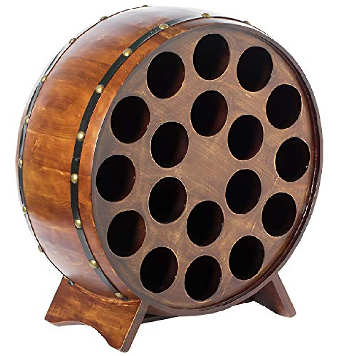 Vintiquewise Wooden Stackable Round Shaped Wine Barrel Wine Rack, 1 Rack