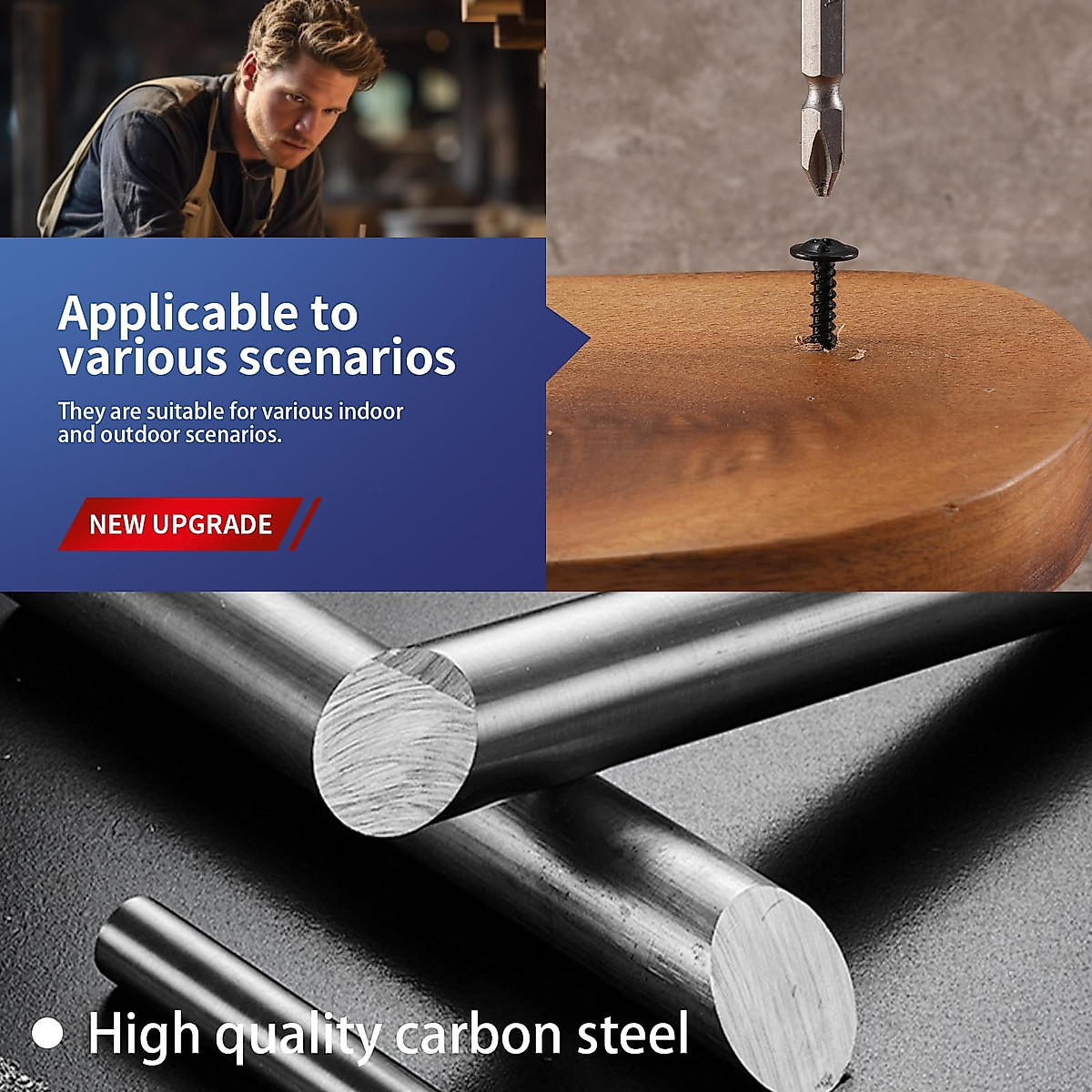 #8 x 1/2" Wood Screw 100Pcs Alloy Steel Standard Thread Truss Head Fast Self Tapping Black Oxide by SG TZH