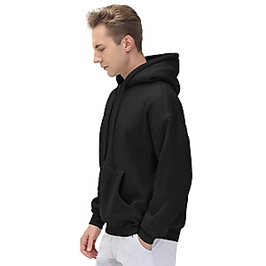 THE GYM PEOPLE Men's Fleece Pullover Hoodie Loose Fit Ultra Soft Hooded Sweatshirt With Pockets Black