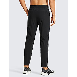 CRZ YOGA Men's Stretch Athletic Pants - 30'' Slim Fit Elastic Waist Workout Running Gym Track Pant with Pockets Black XX-Large