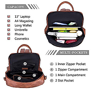 Roulens Women's Fashion Backpack Purses Fashion Leather Large Design Ladies College Shoulder Bags PU Leather Travel bag