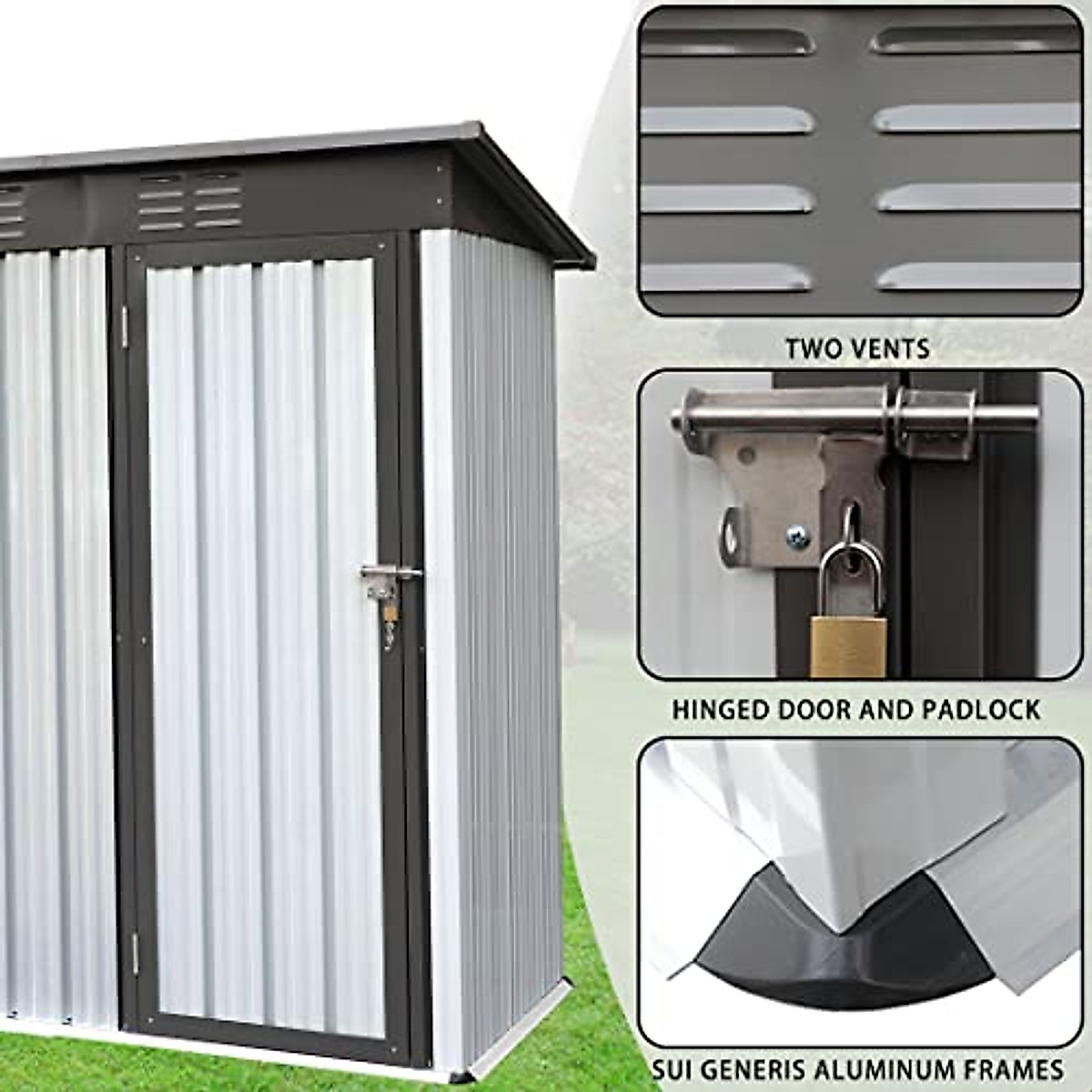 Outdoor Storage Shed,5' x 3' Metal Shed Kit Outdoor Shed with Single Lockable Door,Waterproof Garden Shed,Small Shed Outdoor Storage for Lawn Mower,Backyard,No Floor