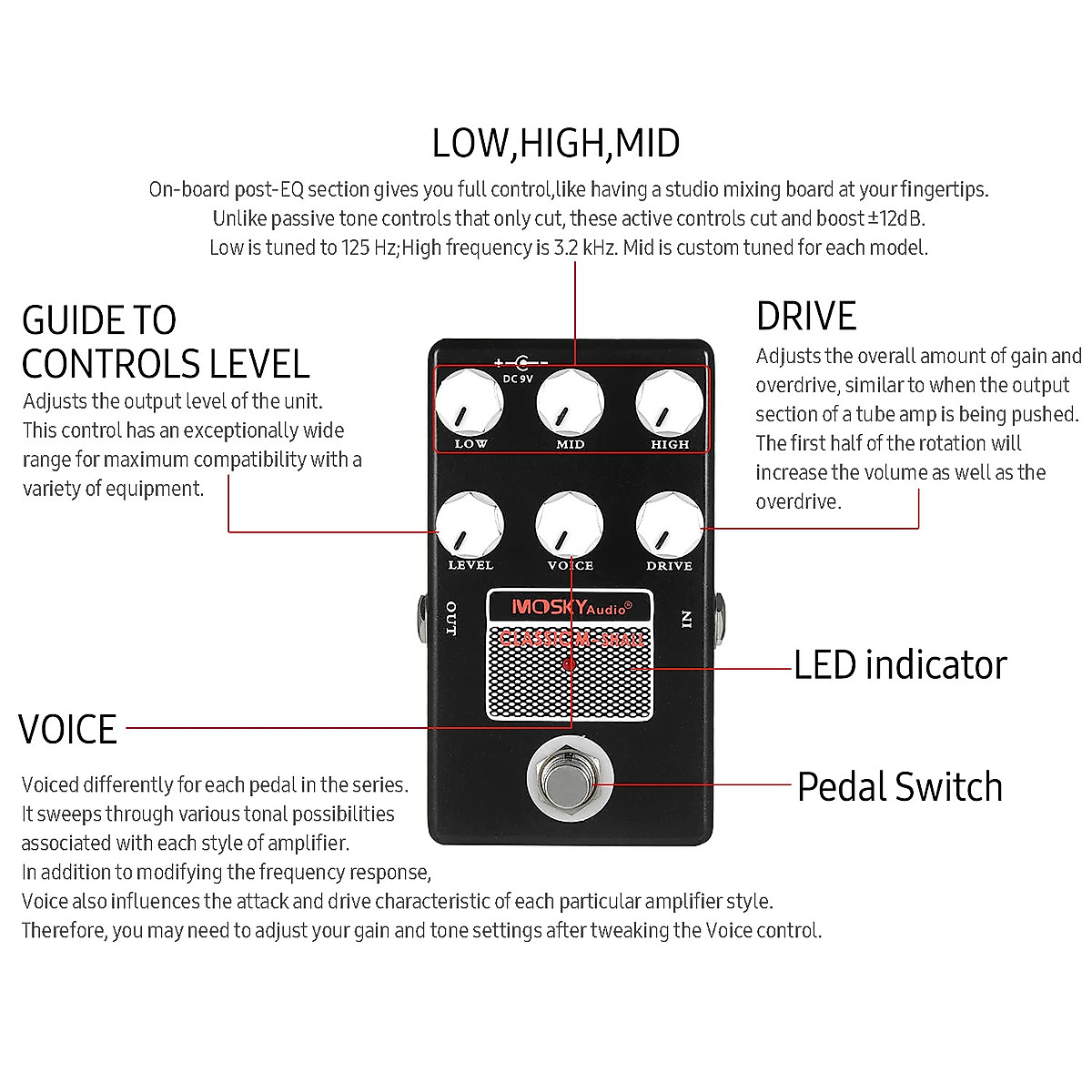 ERYUE Classic M-Shall Speaker Simulator, MOSKYaudio Classic M-Shall Speaker Simulator Cabinet Simulator Guitar Effect Pedal Speaker Simulation for Guitar Bass