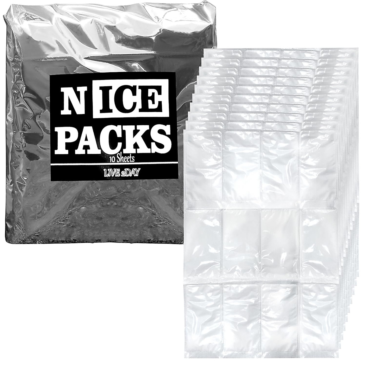 Nice Packs Dry Ice for Coolers – Lunch Box Ice Packs – Dry Ice for Shipping Frozen Food – Ice Packs for Kids Lunch Bags – Reusable Ice Packs – Long Lasting - Flexible