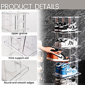 KALYLOC Shoe Storage for Closet, Plastic Vertical Shoe Organizer, Small Cubby Free Standing Shoe Shelves for Entryway Stackable Shoe Tower Space Saver (Clean 14 tier)