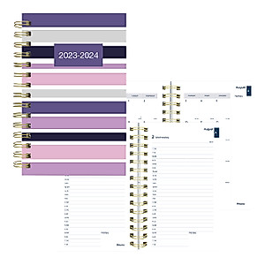 Blueline Essential Academic Daily/Monthly Planner, August 2023 to July 2024, Gold Twin-Wire Binding, Poly Cover, 8" x 5", Geo Design, Stripes (CA214PH.03-24)