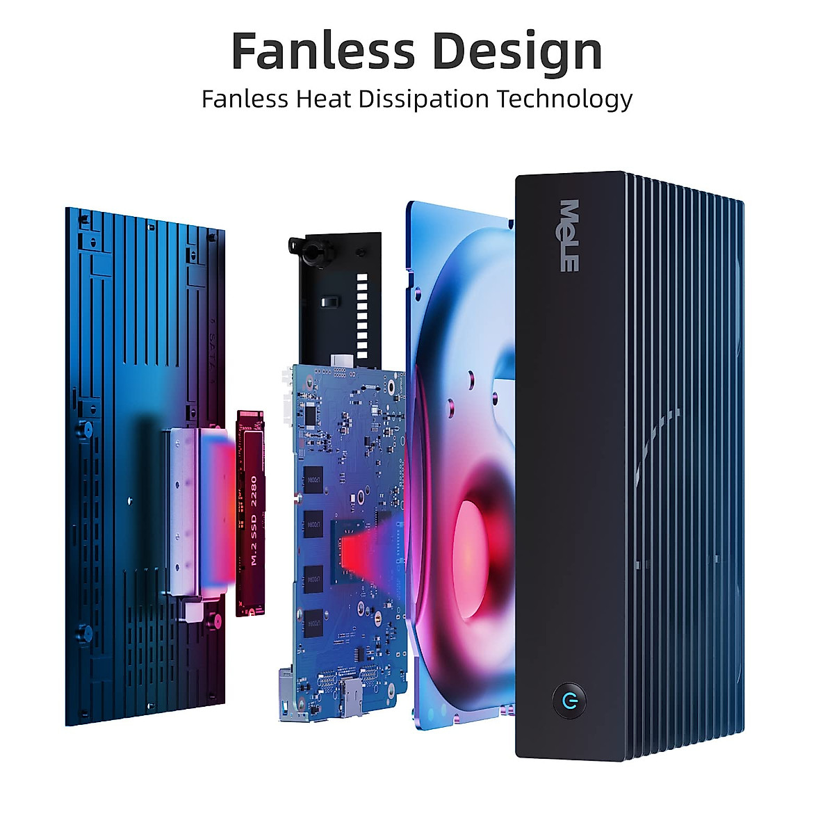 MeLE PCG35 Fanless Mini PC Windows 11 Pro J4125 8GB 128GB Small Desktop Micro Computers Dual HDMI, VGA Three Screen Support Gigabit Ethernet WiFi PXE Auto Powe on Work on Industrial IOT Business