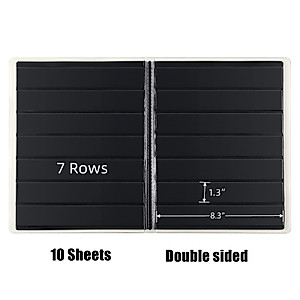 MUDOR Stamp Collecting Album, 7 Rows Pockets Stamp Book for Collectors, 10 Sheets Stamp Stockbook