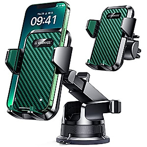 VANMASS [2023 Upgraded] Car Dashboard Phone Holder Mount [Super Suction Cup] Compatible for iPhone 13 Pro Max 12 11 X Xr 8 7 Plus Mini Se Universal Cell Phone Windshield Vent Handsfree Cradle，Green