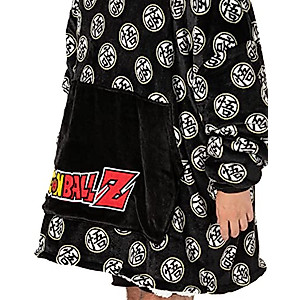 Dragon Ball Z Oversized Blanket Hoodie Adults Mens Womens Sherpa Fleece One Size Black