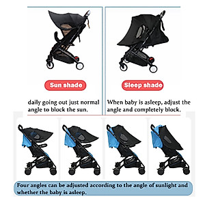 Universal Stroller Sun Cover UV Protection Baby Stroller Sun Shade Adjustable Buggy Sun Rain Shade Blackout Canopy Cover Pushchair Sunblock Cover for Travel Park Zoo(Cover only)