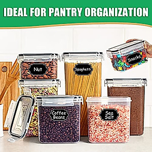 Wildone Airtight Food Storage Containers with Lids, 14PC Plastic Kitchen Storage Containers for Pantry Organization and Storage, Cereal, Flour and Sugar Containers, Include 20 Labels & Pen