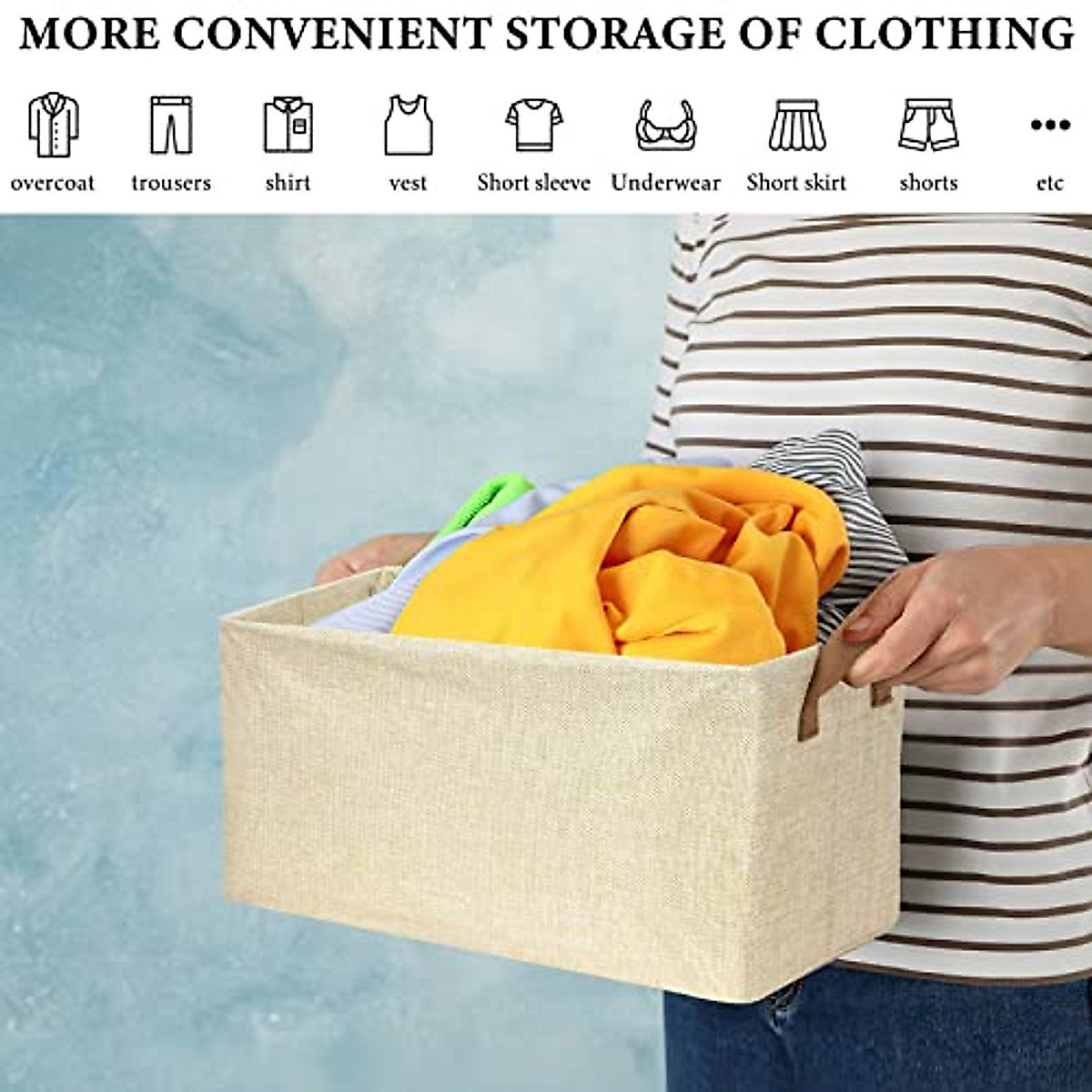 Tasmegol Clothes Steel Frame Storage Drawer Organizer Bins Foldable Closet Underwear Dresser Wardrobe Linen Fabric Cloth Box for Clothing Sock Bra Folded Pants Shirt（3 Sets Beige）