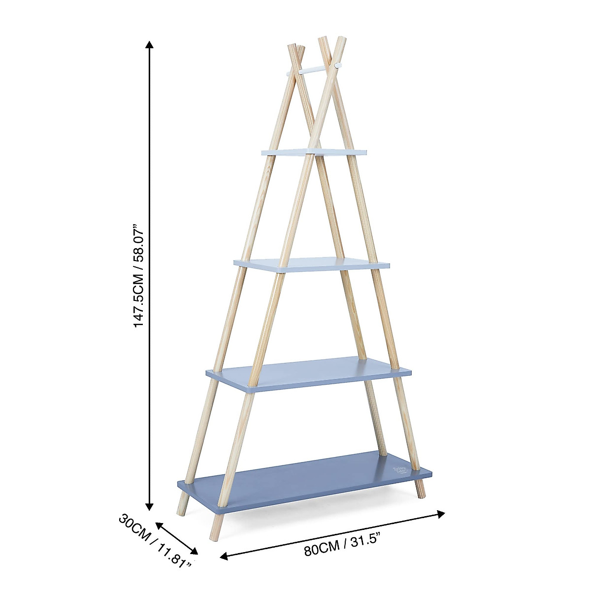 Fantasy Fields - Book Shelf Organizer for Kids with Storage, Toddler Book Display Bookshelf, Kids Wooden Ladder Bookcase Display Shelves - Gray