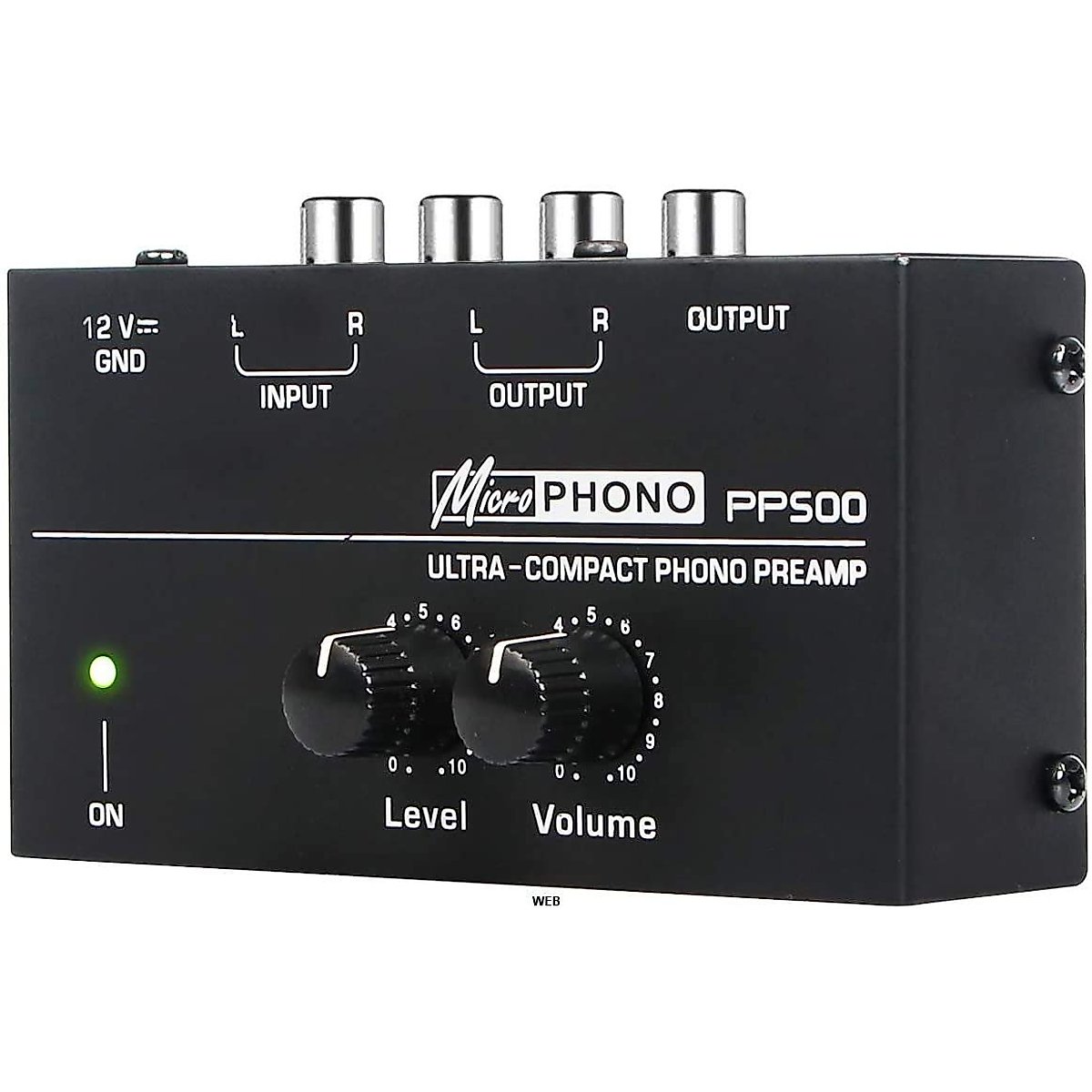 Phono Turntable Preamp-Mini Audio Stereo Phonograph，Separate DC 12V Power Adapter, RCA Input, RCA Output & Low Noise preamp,Portable, Independent Knob Control Operation -Depusheng PP500, Black
