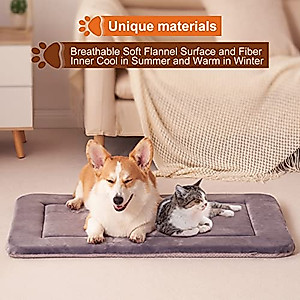 JoicyCo Large Dog Bed Crate Mat 42 in Washable Pet Beds Soft Dog Mattress Non-Slip Kennel Mats,Grey L