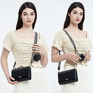 Peacocktion Small Crossbody Cell Phone Purse for Women, Shoulder Side Handbags with Coin Purse Pouch 2 Size Bags, Black