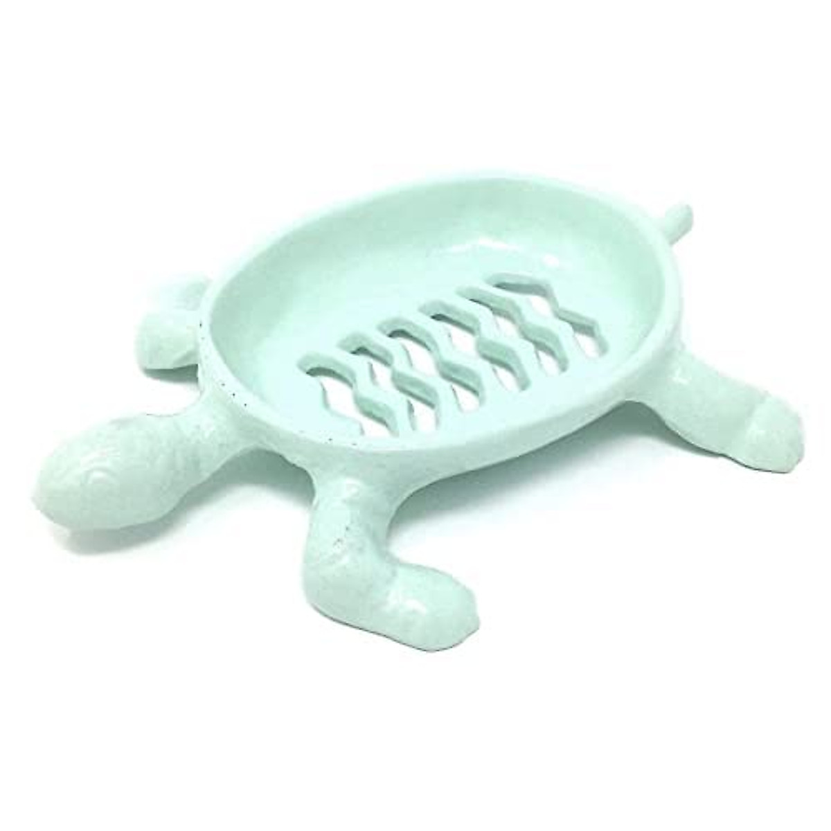 Urban Garage Market UGM Heavy Duty Cast Iron Turtle Soap Dish Holder - Seafoam Green Tortoise Shape - Kitchen Bathroom Laundry Soap Tray - Decorative & Hygienic Soap Container