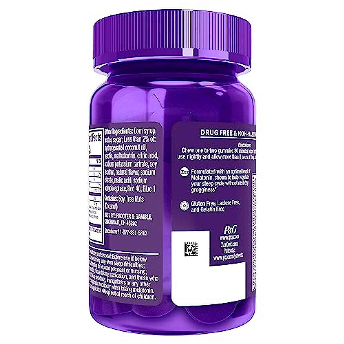 ZzzQuil PURE Zzzs, Melatonin Sleep Aid Gummies with Lavender, Valerian Root and Chamomile, Natural Wildberry Vanilla Flavor, Non-Habit Forming, Drug-Free, 48 Count