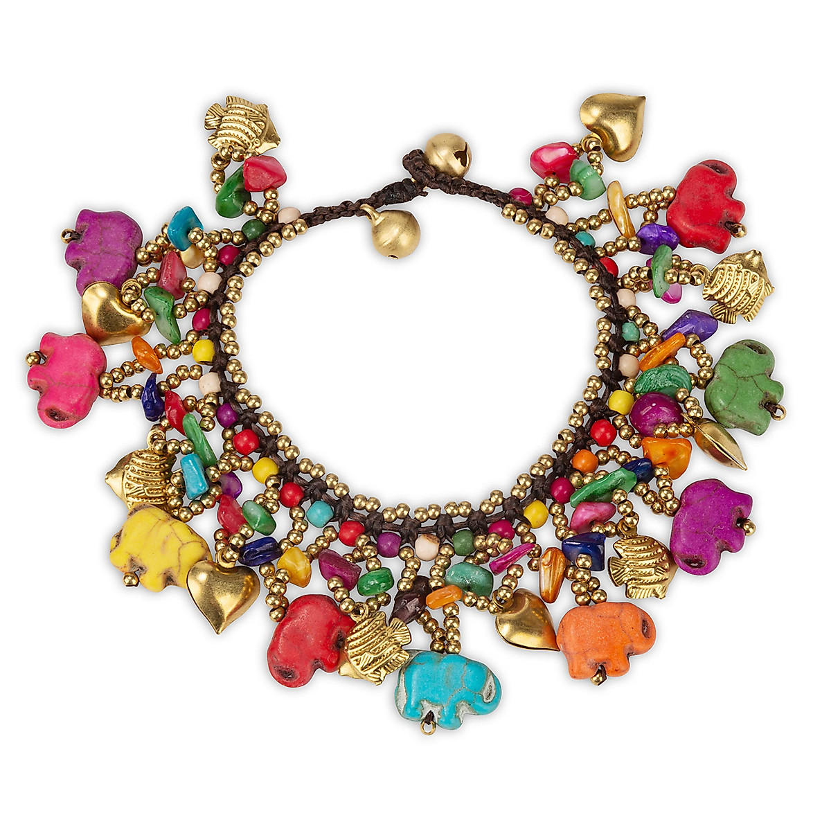 SPUNKYsoul Boho Elephant New Adventures Howlite Beaded Bracelet Multi Piece Set for Women (Multi-Colored)