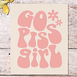 Go Piss Girl Wall Art Trendy Wall Art Funny Cute Gift Idea Apartment Decor Pink Bathroom Print Aesthetic Room Decoration Funny Retro Dorm Room Decor Preppy Girl Wall Art (8x10 inches, Pink)