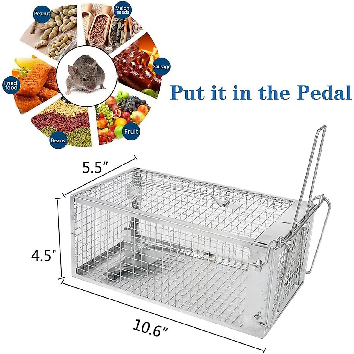 2-Pack Humane Rat Traps, Live Mouse Rat Cage Traps Catch and Release for Indoor Outdoor, Small Animals Traps, Easy to use,(10.6"x 5.5"x 4.5")