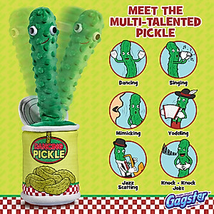 Gagster Dancing Pickle - Sings, Repeats What You Say & Tells Jokes, Singing & Talking PickleToy, Electronic Yodeling Pickle for Anyone Who Loves Pickles and Funny Gag Gifts