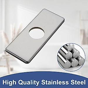 BWE Stainless Steel Plate Faucet Cover Escutcheon 6.1 Inch for 1 or 3 Hole Bathroom Sink Faucet Brushed Nickel Deck Plate Rectangular Vanity Basin Sink Hole Cover Cap Modern