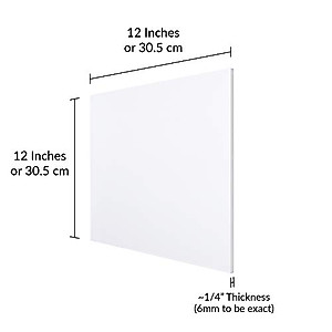 SimbaLux Acrylic Sheet Clear Cast Plexiglass 12” x 12” Square Panel 1/4” Thick (6mm) Transparent Plastic Plexi Glass Board with Protective Paper for Signs, DIY Display Projects, Craft, Easy to Cut
