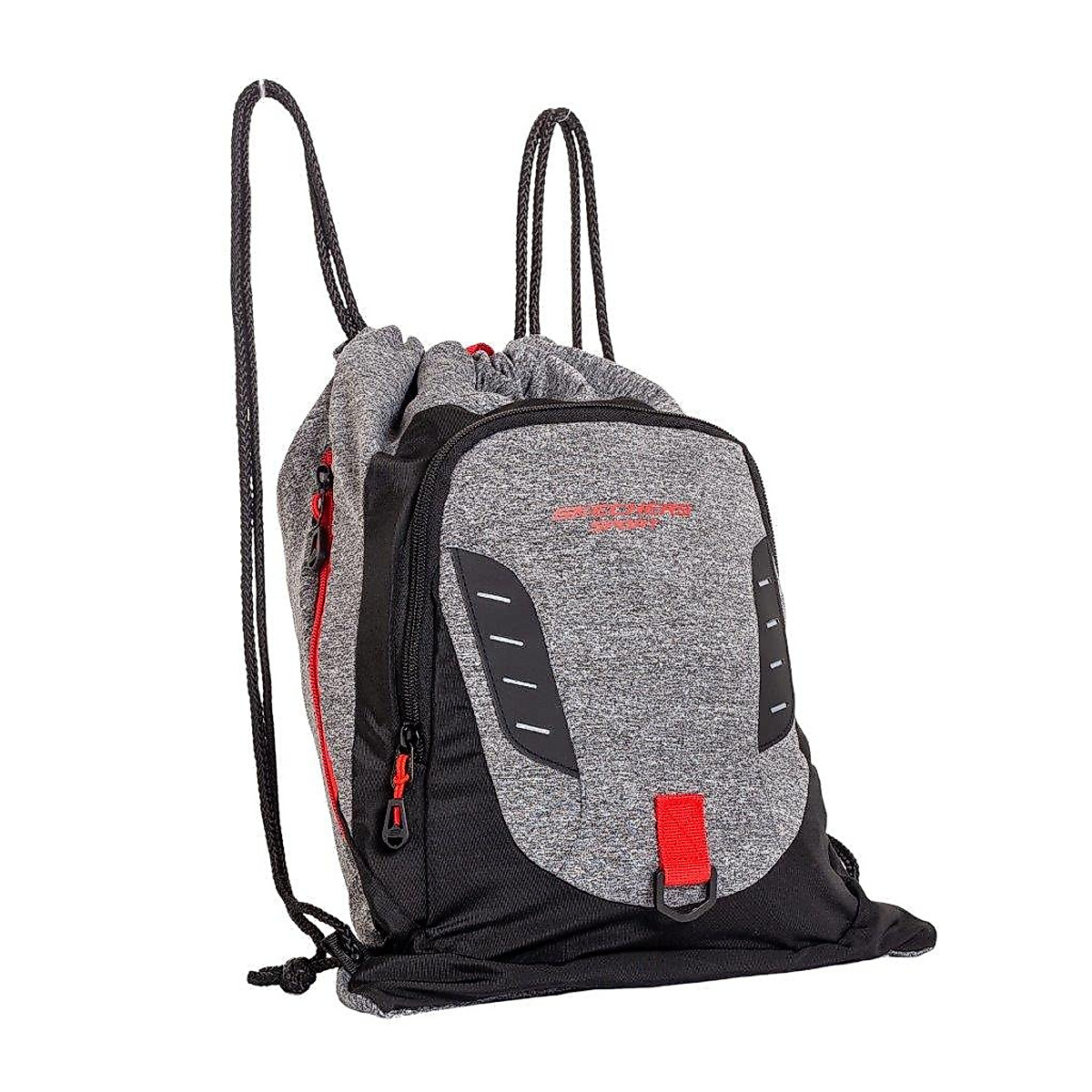 Skechers Sport Drawstring Athletics Grey Backpack with Zippered Pocket for Gym