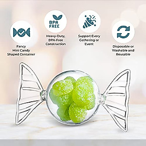 Posh Setting Mini Candy Shaped Container with Cover, Heavyweight Clear Plastic Candy Jar, Elegant Disposable Candy Container. 20 Count