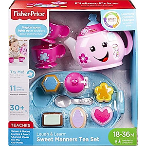 Fisher-Price Laugh & Learn Toddler Learning Toy Sweet Manners Tea Set With Smart Stages For Pretend Play Ages 18+ Months