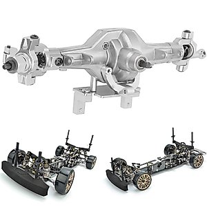Dilwe RC Car Metal Front Axle Upgrade Part for HSP 94180/RGT 18000 1/10 Crawler-Type Truck Toy Cars, RC Axles CNC Metal RC Axles RC Accessories(Silver)