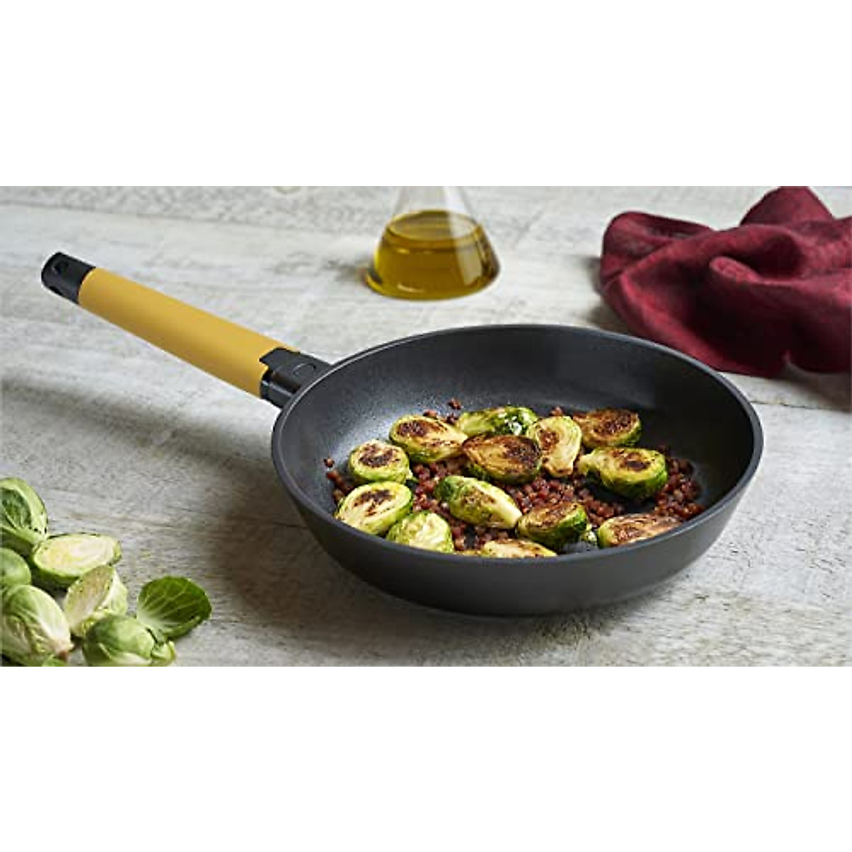 ZAVOR Noir 10 Inch Skillet - Premium Cast Aluminum with Titanium-based Nonstick Ceramic Coating & Removable Handles - Ultra Lightweight - Oven & Induction Ready | Noir Collection