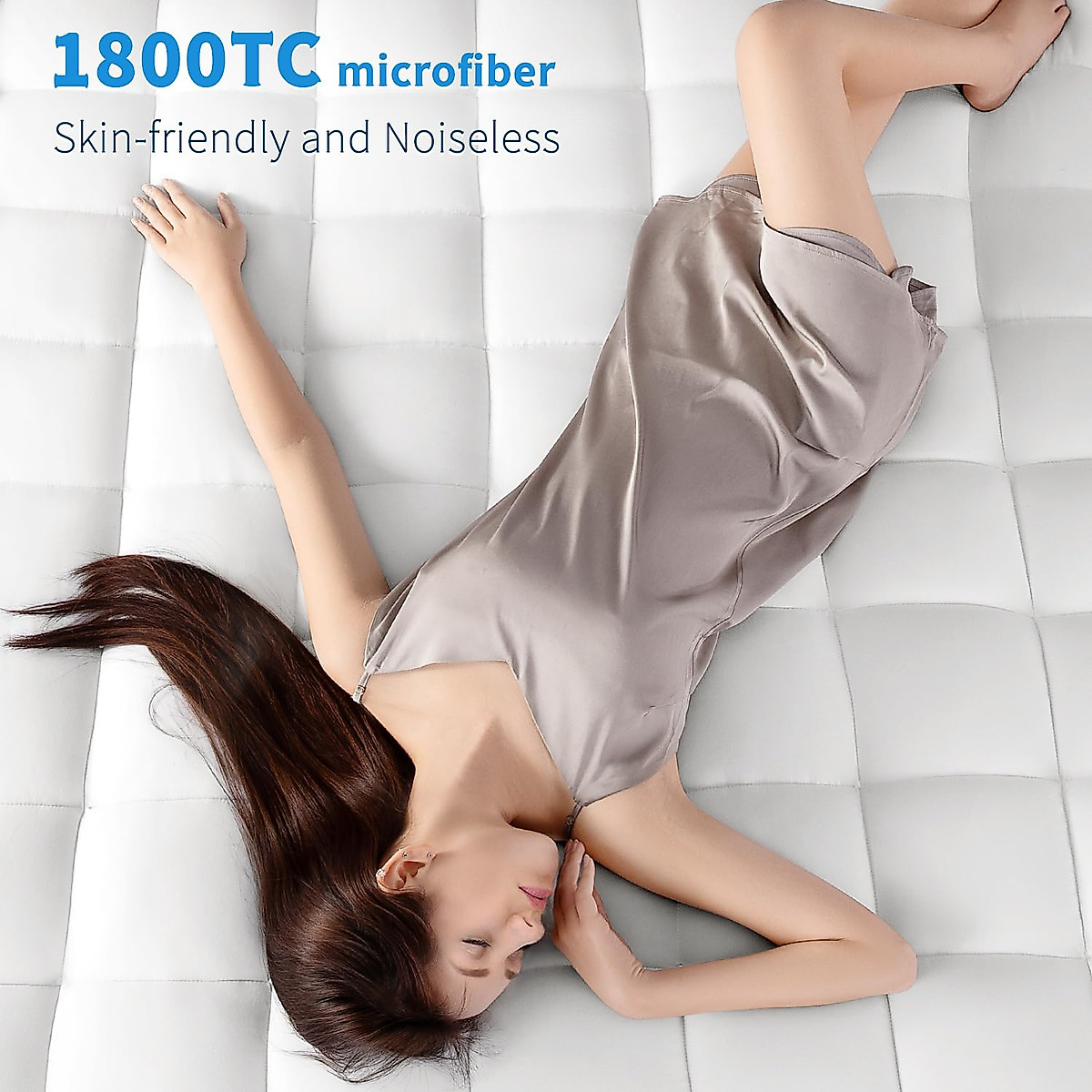 Shilucheng King Size Mattress Pad Cover,Pillow Top Mattress Pad for Back Pain,Bed Pad Overfilled with Down Alternative,8-21" Deep Pocket (White, King)