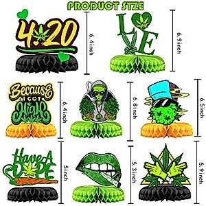8pcs Weed Honeycomb Centerpieces,420 Decorations for Weed Party, Weed Party Decorations for Adults, Marijuana Weed Leaf Have a Dope Birthday Party Supplies