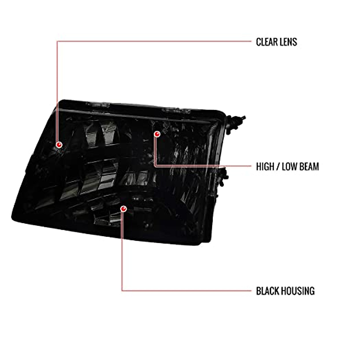 Carpartsinnovate For 98-00 Ford Ranger Pickup Euro Style Black Headlights Head Lamps Pair