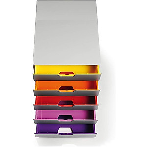 Durable varicolor Stackable Plastic Drawer Box, 10 Drawers, Letter to Folio Size Files, 11.5" x 14" x 11", Gray